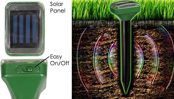 P7945 Solar Mole and Gopher Repelling Ground Stake - PulseTV