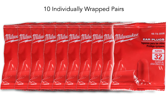 Milwaukee All Day Comfort Disposable Ear Plugs - Individually Wrapped ...