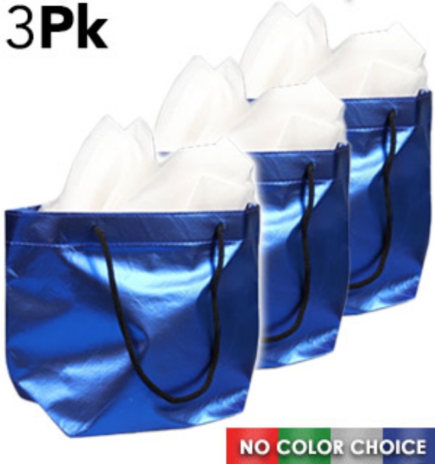 Set of 3 Large Metallic Gift Bags with Tissue Paper - PulseTV