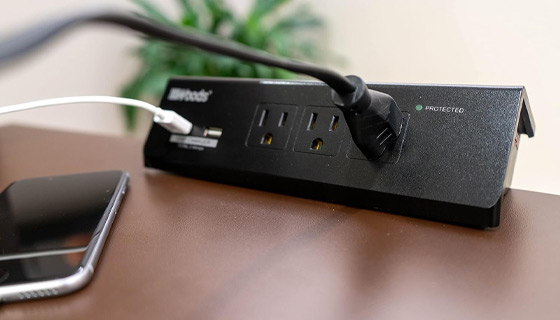 Desktop Surge Protector with 2 USB Ports and Optional Mounting Hardware ...