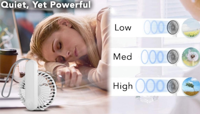 3 Speed Compact Rotary Folding Fan - PulseTV