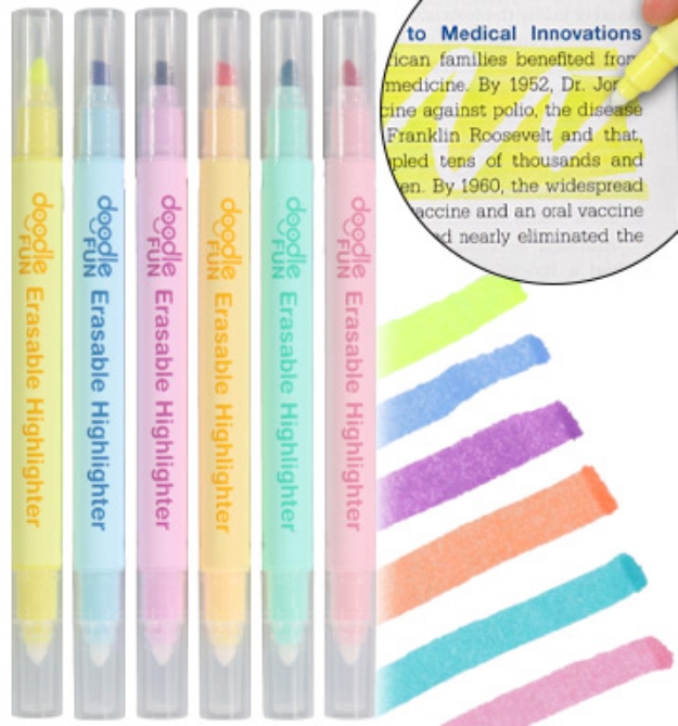 Set of 6 Erasable Highlighters - PulseTV