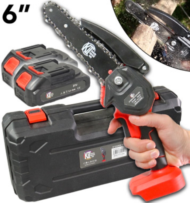 Rechargeable 6in Handheld Chainsaw Kit - PulseTV