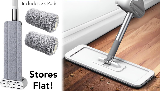 Microfiber Mop Self-Wringing Flat Wet/Dry Mop - PulseTV