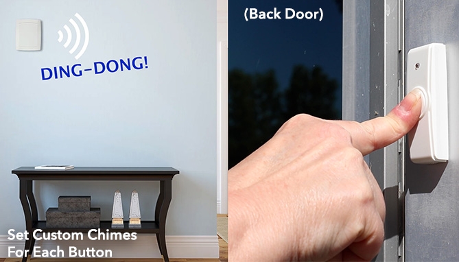 Wireless Door Chime Kit with 2 Buttons | Easy Install Battery Doorbell ...