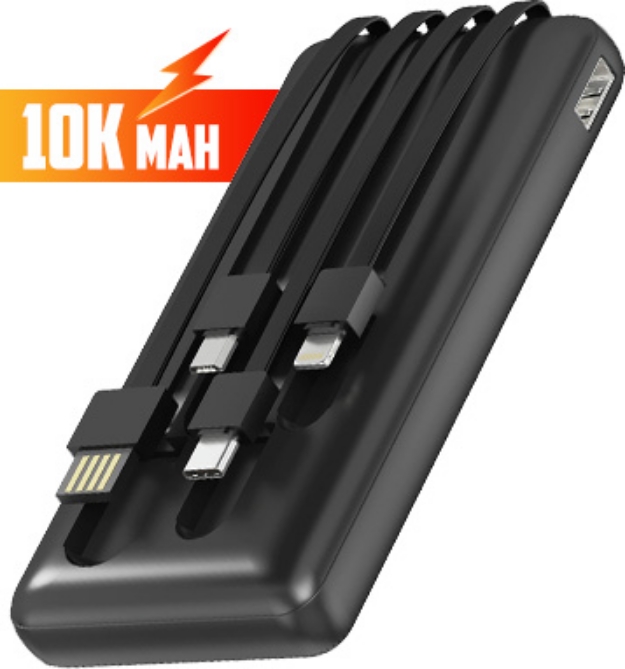 Multi-Device Power Bank: 10K mAh with Built-In Cords - PulseTV