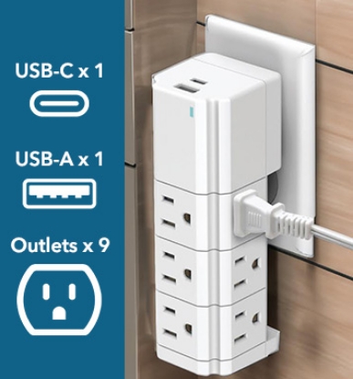 Modern Multiport Surge Outlet and USB Charging Station Night Light ...