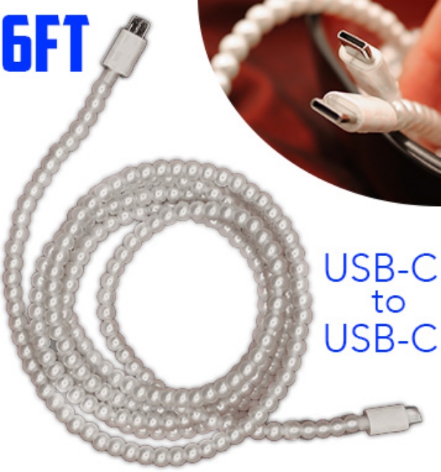 Rapid Charging 60W Pearl Dual-Ended USB-C 6ft Cable - PulseTV
